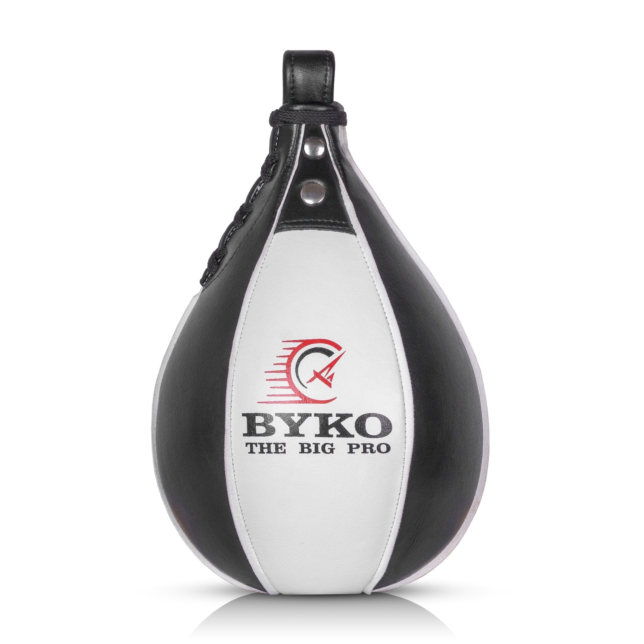 BYKO Speed Ball – Medium (M) White/Black – Premium Leather Speed Bag f